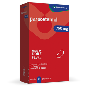 PARACETAMOL 750MG MEDQUÍMICA CAIXA 20 COMPRIMIDOS