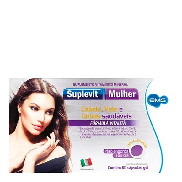 SUPLEMENTO VITAMÍNICO MINERAL SUPLEVIT MULHER CABELO PELE E UNHAS 60 ...